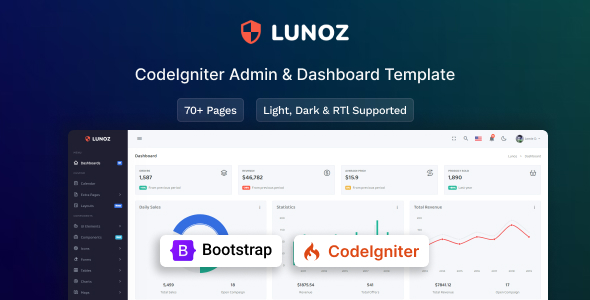 Lunoz – CodeIgniter Admin & Dashboard Template – yesno.pk Lunoz – CodeIgniter Admin & Dashboard Template – yesno.pk